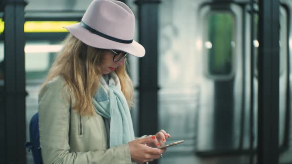 Using Mobile Phone At Metro Station, Stock Footage | VideoHive
