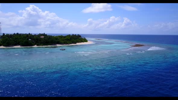 Aerial top down sky of exotic sea view beach time by blue sea with ...