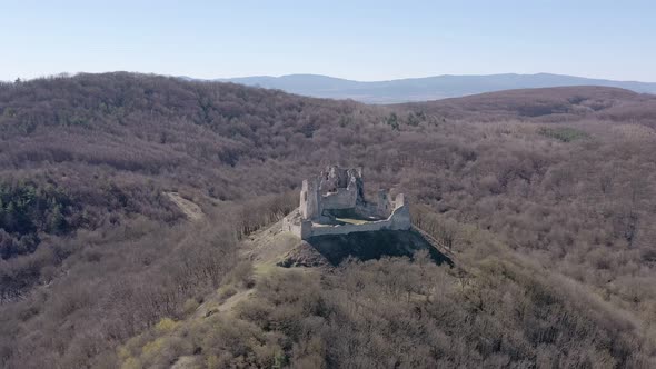 Aerial view of castle in Brekov village in Slovakia, Stock Footage