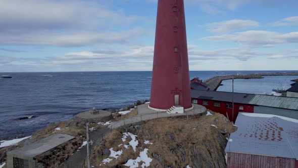 Andenes Lighthouse ascending drone shot 4k, Norway, Stock Footage ...