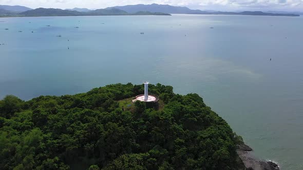 Stunning aerial view of the ocean above the lighthouse where the ...