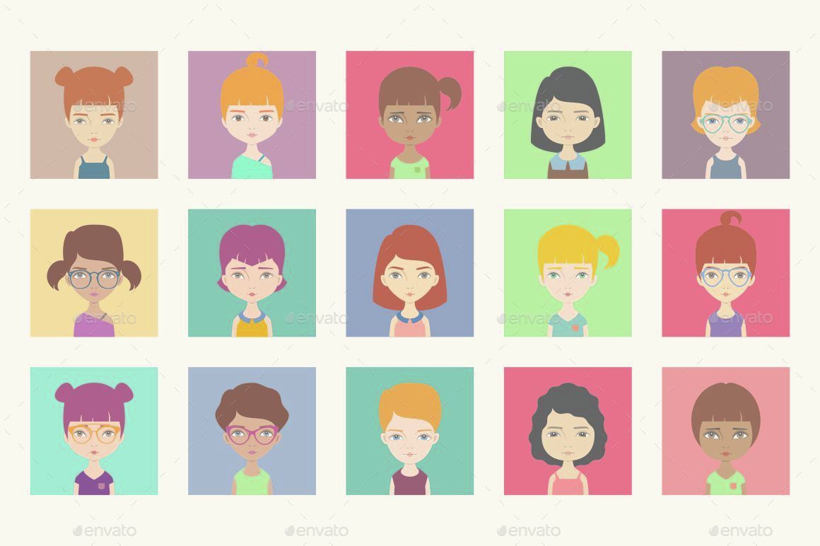 25 Girl Avatars Vol 01, Vectors | GraphicRiver