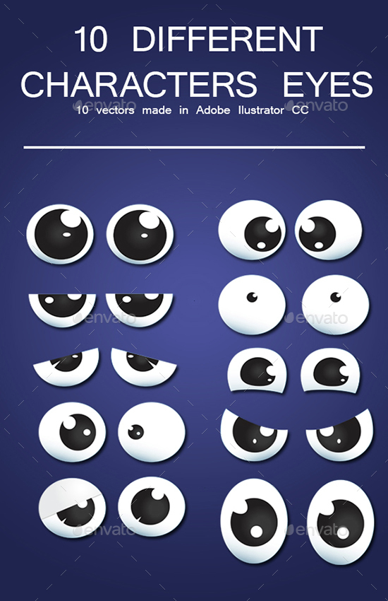 10 character eyes pack, Graphics | GraphicRiver