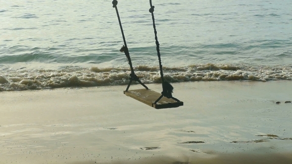 A Rope Swings on The Beach, Stock Footage | VideoHive