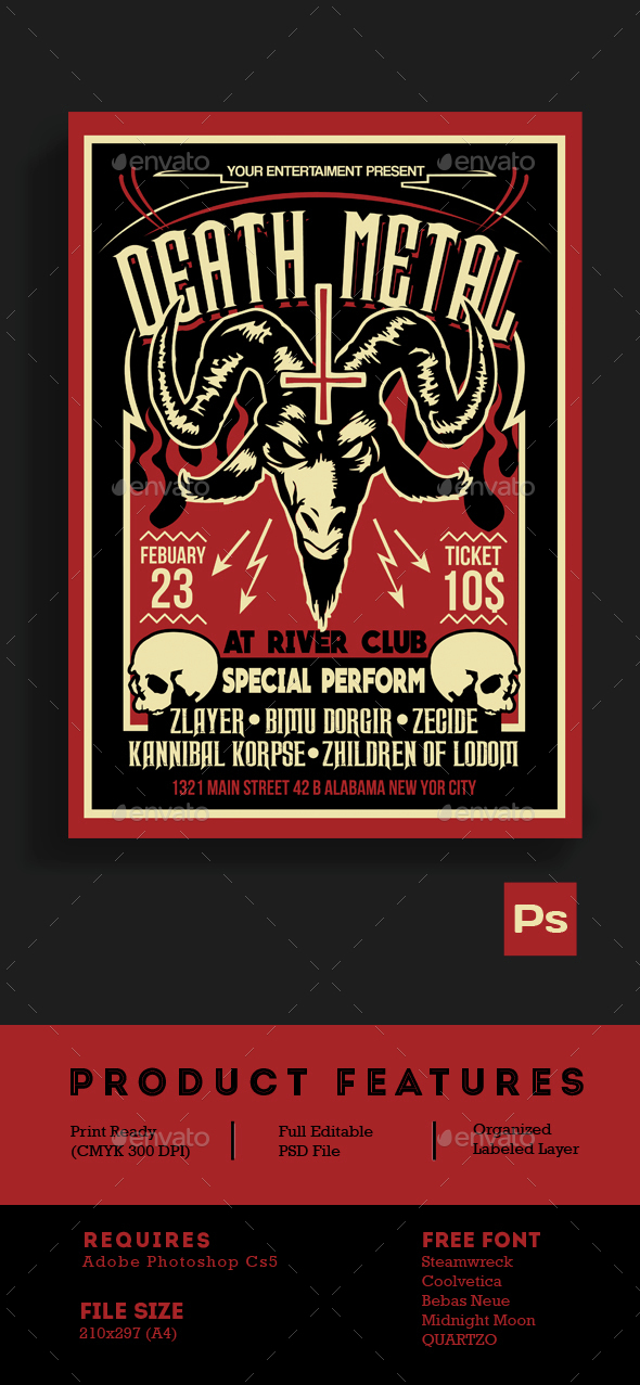 Death Metal Satanic Poster Flyer by Muhamadiqbalhidayat | GraphicRiver