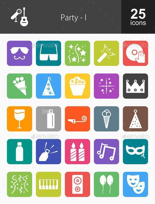500 Party Icons Bundle, Icons | GraphicRiver