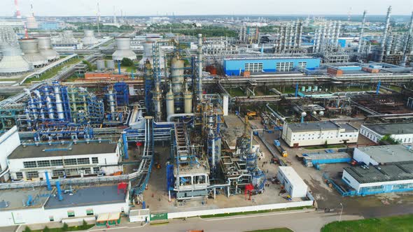 Drone View Industrial Factory Territory with Equipment Workshops, Stock ...