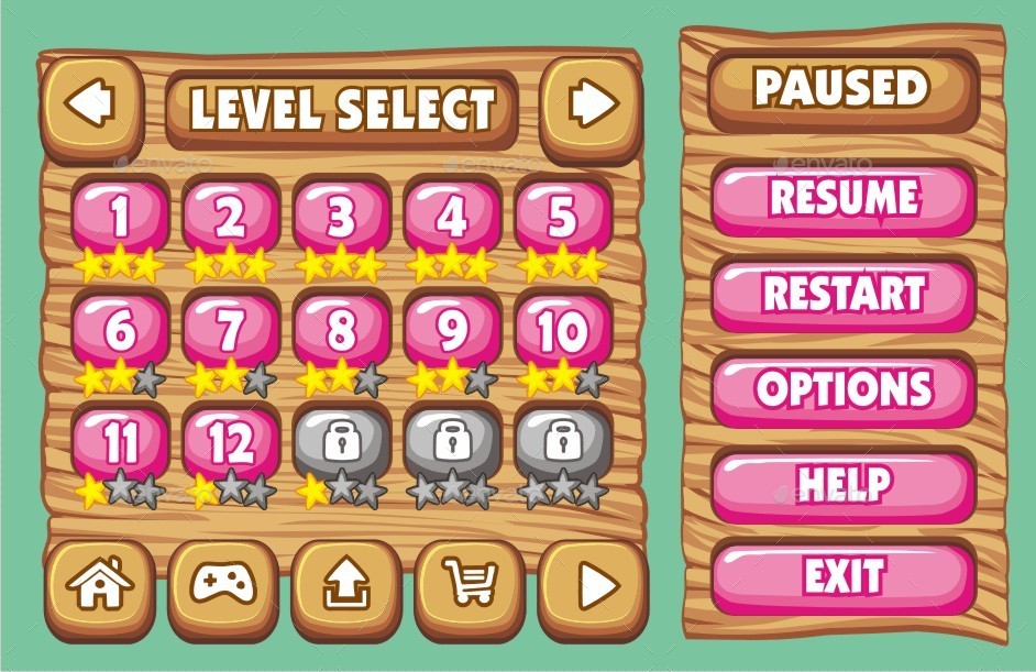 cartoon game gui pack 10, Game Assets | GraphicRiver