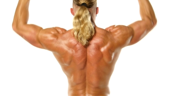 Strongman With Dumbbells, Showing His Back And Hands, Stock Footage