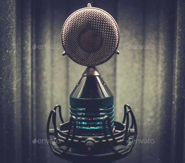 Extra high definition microphone at boutique recording studio. Stock ...