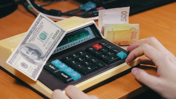 Counting Money On a Retro Calculator, Stock Footage | VideoHive