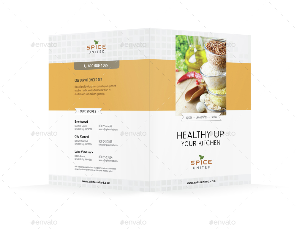 Spices & Herbs Bifold / Halffold Brochure, Print Templates | GraphicRiver