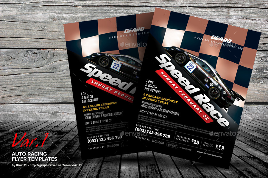 Auto Racing Flyer Templates by kinzi21 | GraphicRiver