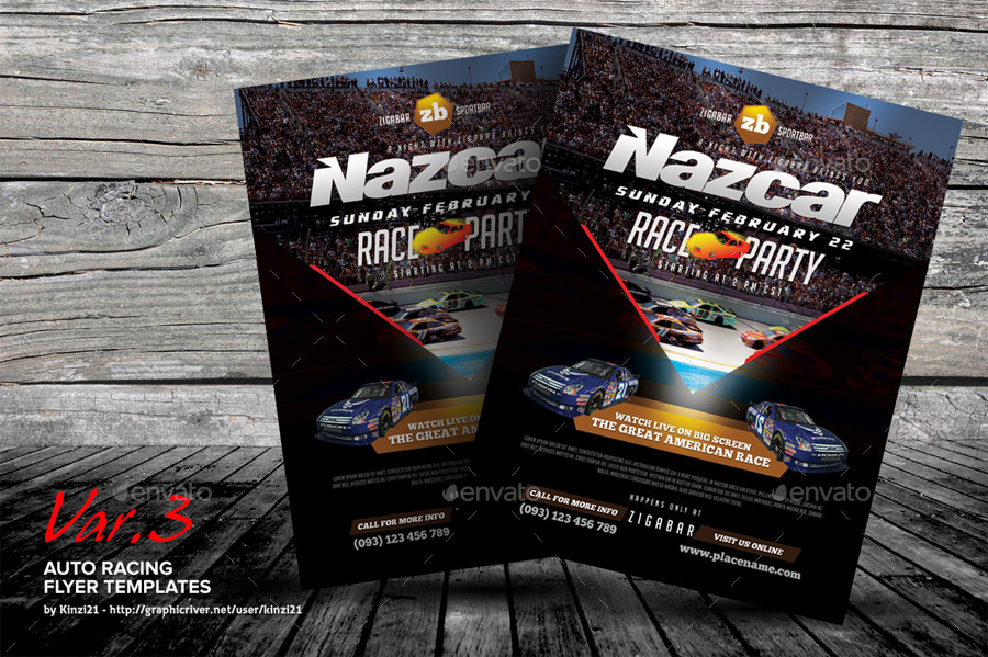 Auto Racing Flyer Templates by kinzi21 | GraphicRiver
