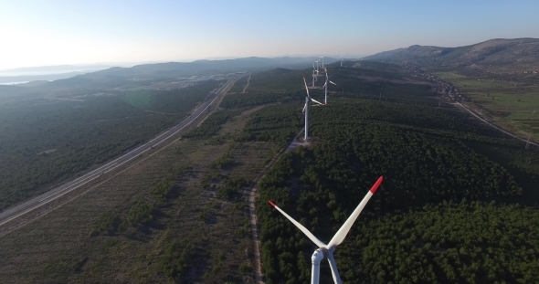 Aerial View Of Wind Power Generators, Stock Footage | VideoHive