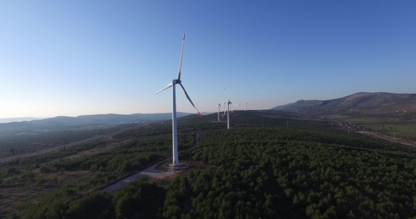 Aerial View Of Wind Power Generators, Stock Footage | VideoHive
