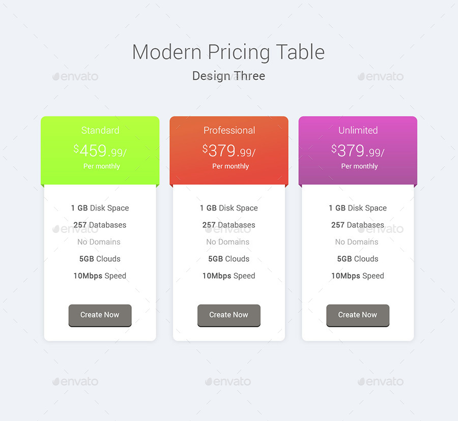 Modern Pricing Table, Web Elements | GraphicRiver