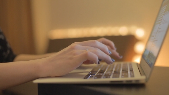Of Girl's Hands Laptop, Stock Footage | VideoHive