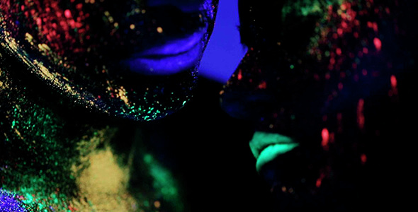 Body Man And Woman Glows Under Ultraviolet Light, Stock Footage | VideoHive