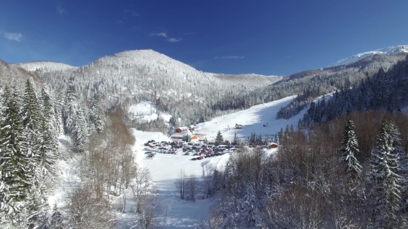 Aerial View Of The Ski Resort, Stock Footage | VideoHive