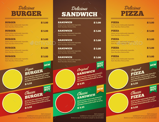 Fast Food Trifold Brochure, Print Templates | GraphicRiver