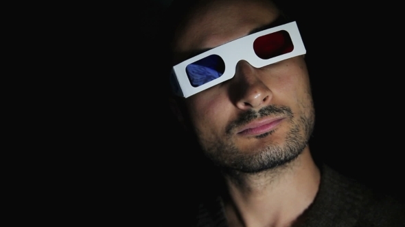 Man's Face Lit Up In Dark, Stock Footage | VideoHive