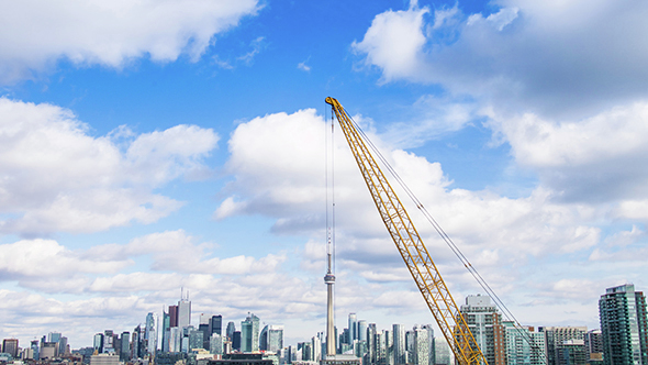 Clouds over Toronto Skyline Construction, Stock Footage | VideoHive