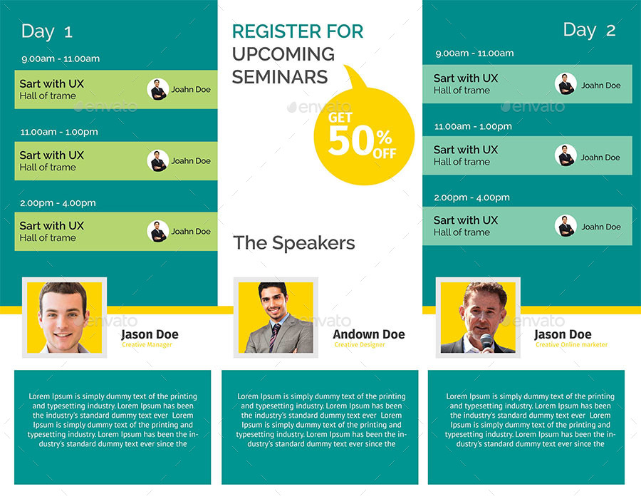 Conference Schedule & Workshop Info Brochure, Print Templates ...