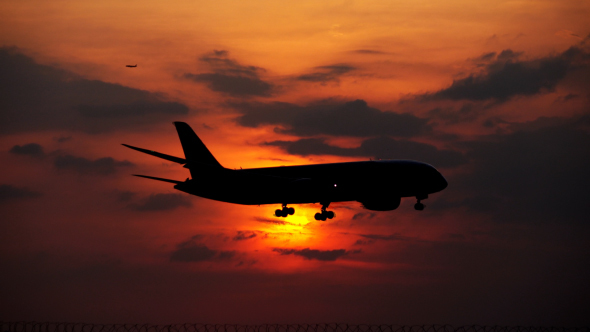 Plane In Sunset, Stock Footage | VideoHive