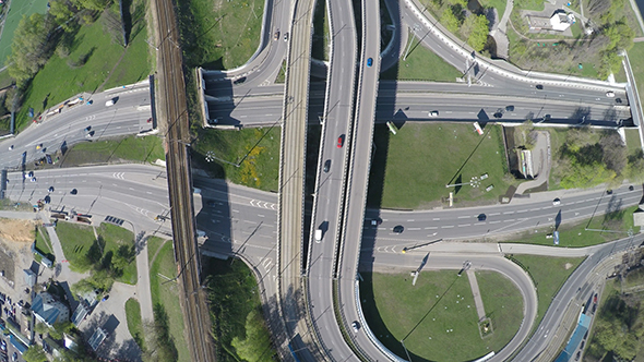 Aerial View Of A Freeway Intersection, Stock Footage | VideoHive
