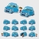 Cube World. Blue Compact Car, Vectors | GraphicRiver