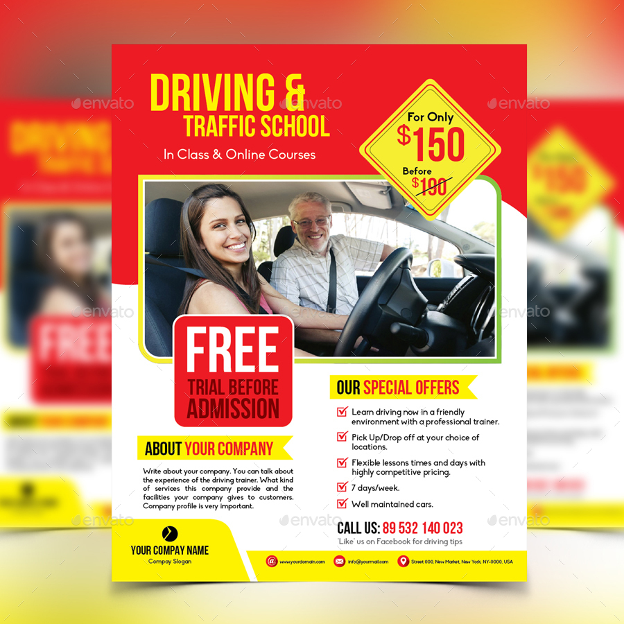 Driving Training Flyer, Print Templates | GraphicRiver
