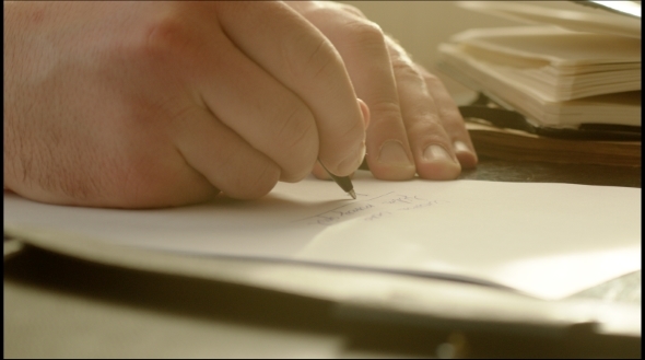 Man Writing On The Paper With Pen, Stock Footage | VideoHive