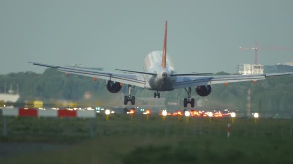Passenger Jetliner Landing In Amsterdam Airport., Stock Footage | VideoHive