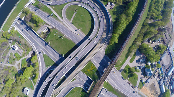 Aerial View Of A Freeway Intersection, Stock Footage | VideoHive