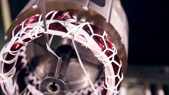 Engine Production Factory. Electric Engine Production Process., Stock ...