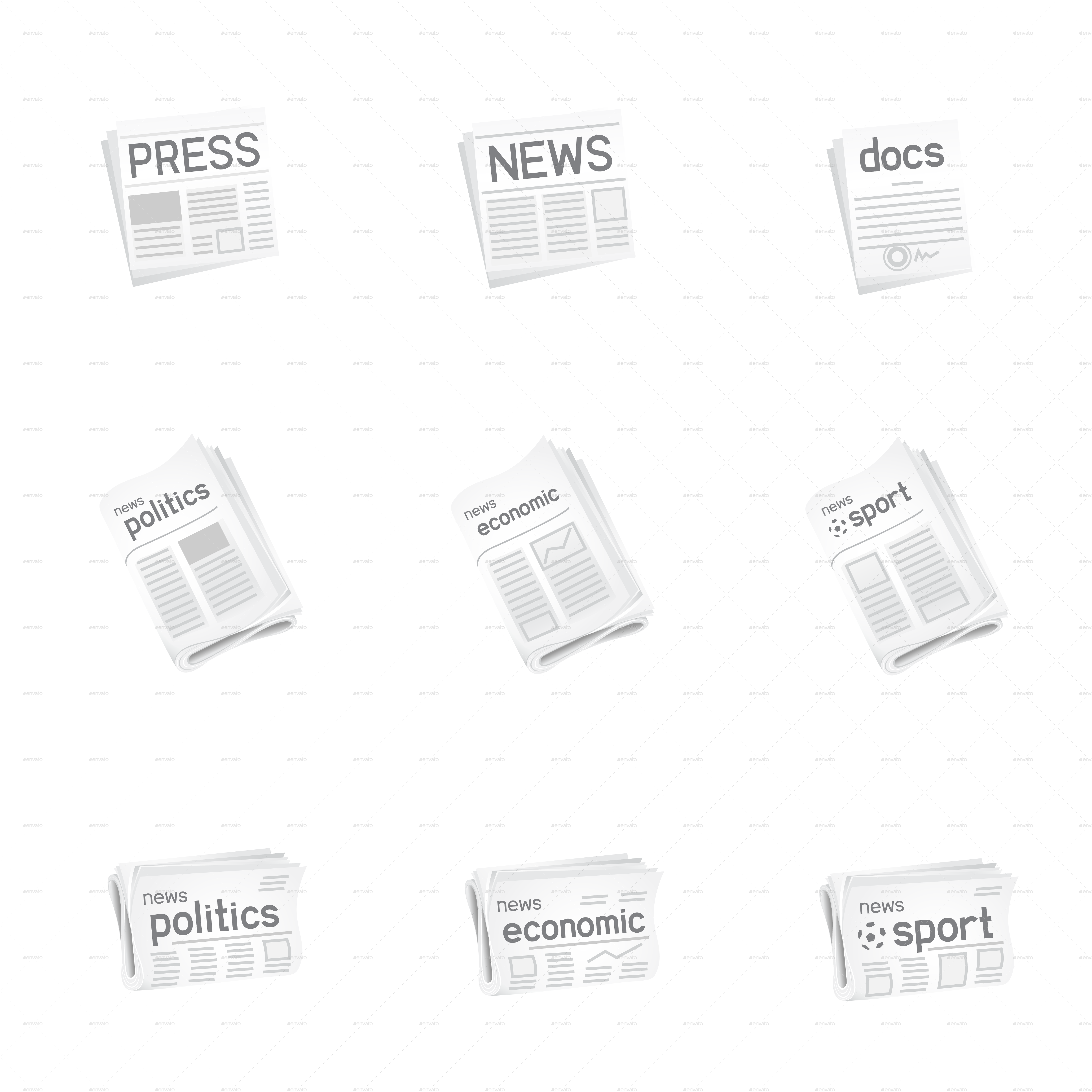 Press Icon Set, Vectors | GraphicRiver