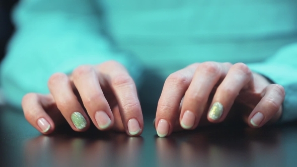 Women's Hands Nervously Tapping Fingers On The Table, Stock Footage