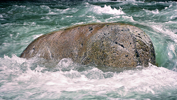 Large Boulder In The River, Stock Footage | VideoHive
