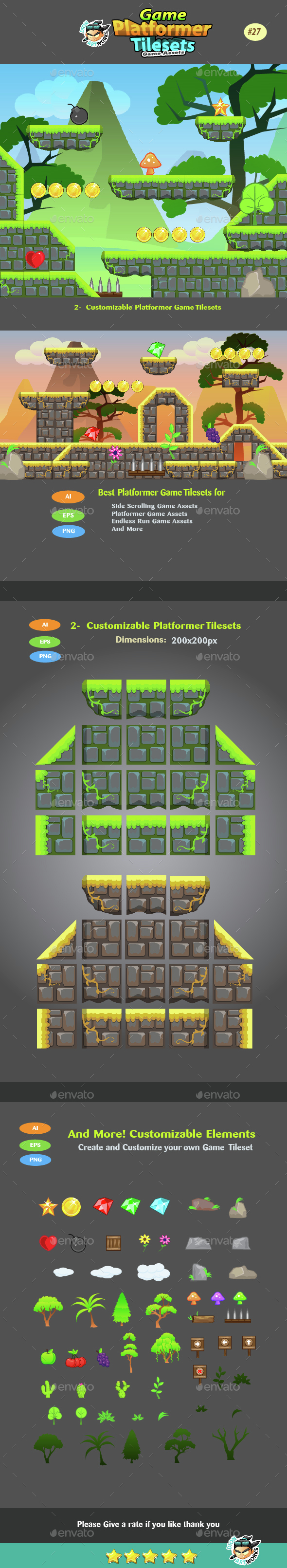 2D Game Platformer Tilesets 27 by pasilan | GraphicRiver