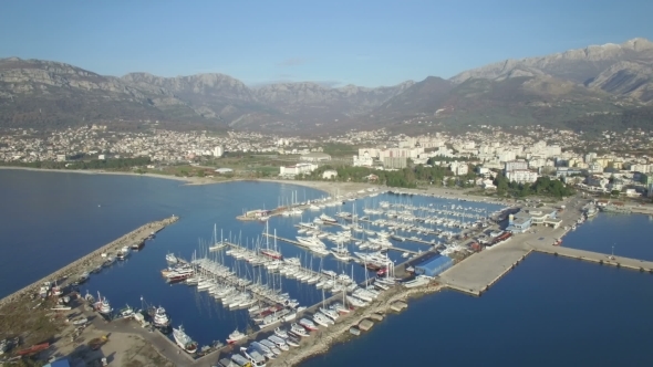 Aerial View Of Port In Bar City, Stock Footage | VideoHive