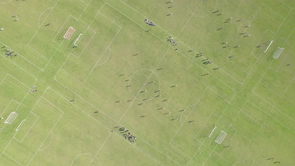Bird's Eye View of Football Matches at Hackney Marshes in London, Stock Footage
