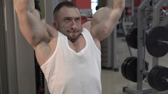 The World Champion Doing Exercise For Arms With Big Biceps, Stock Footage