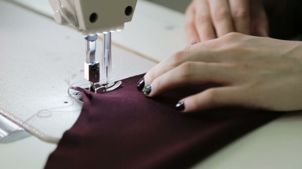 Stitching On A Sewing Machine. Piece Of Clothing, Stock Footage | VideoHive