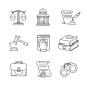 Legal, Law and Court Thin Line Art Icons Set, Vectors | GraphicRiver