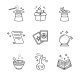 Magic and Magician Tools Thin Line Art Icons Set, Vectors | GraphicRiver