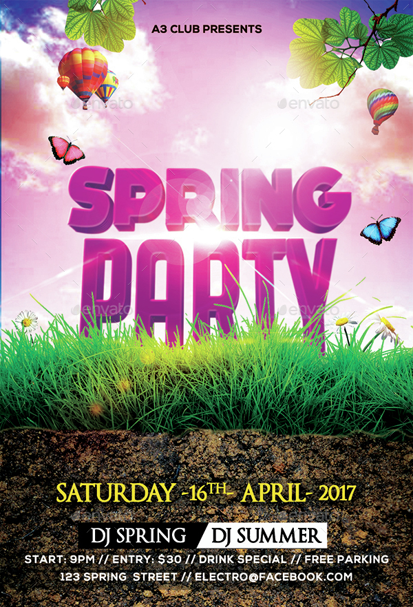 Spring Party Flyer, Print Templates | GraphicRiver