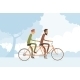 Two Casual Men Riding a Tandem Bicycle, Vectors | GraphicRiver