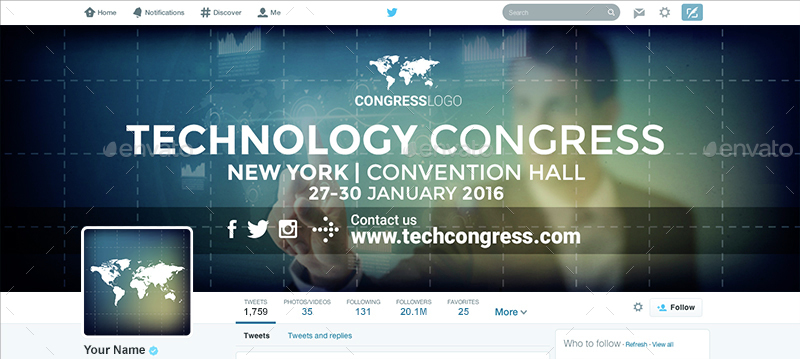 Twitter Profile Covers - Technology Congress, Web Elements | GraphicRiver