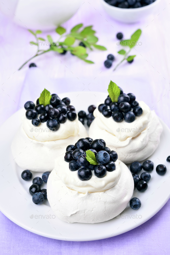 Pavlova meringue cakes Stock Photo by voltan1 | PhotoDune
